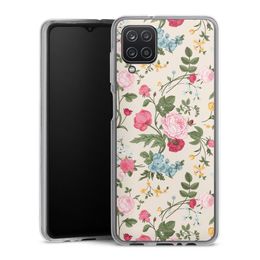 DeinDesign Galaxy A12 Handy Silikon H&uuml;lle Case transparent Handyh&uuml;lle Flowers Vintage Ornament Silikon Case
