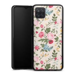 DeinDesign Galaxy A12 Handy Silikon H&uuml;lle Case schwarz Handyh&uuml;lle Flowers Vintage Ornament