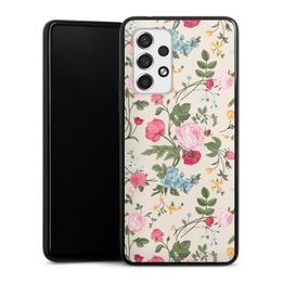 DeinDesign Galaxy A53 5G Handy Silikon H&uuml;lle Case schwarz Handyh&uuml;lle Flowers Vintage Ornament
