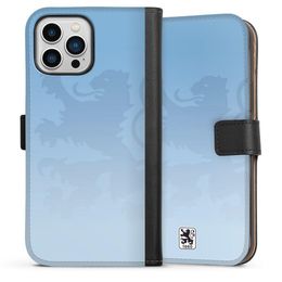 DeinDesign iPhone 13 Pro Max Handy Klapph&uuml;lle Handyh&uuml;lle aus Kunst Leder schwarz Flip Case Official Licensed Product Logo Tsv 1860 M&uuml;nchen Sideflip mit langer 