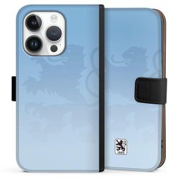 DeinDesign iPhone 14 Pro Handy Klapph&uuml;lle Handyh&uuml;lle aus Kunst Leder schwarz Flip Case Official Licensed Product Logo Tsv 1860 M&uuml;nchen Sideflip mit langer Lasche