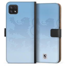 DeinDesign Galaxy A22 5G Handy Klapph&uuml;lle Handyh&uuml;lle aus Kunst Leder schwarz Flip Case Official Licensed Product Logo Tsv 1860 M&uuml;nchen Sideflip mit langer Lasche