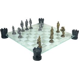 Schachspiel Ritter mit Glasbrett - Schach, Brettspiel