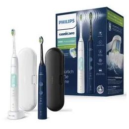 Elektrische Zahnbürste Philips SONICARE "ProtectiveClean 5100 HX6851/34", blau (navy blau, weiß mint), Elektrozahnbürsten, Kunststoff, mit Schalltechnologie, 3 Putzprogramme, Reiseetui