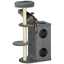 PawHut Kratzbaum 11 cm Katzenbaum mit Katzenhöhle, für Katzen bis 5 kg, Grau