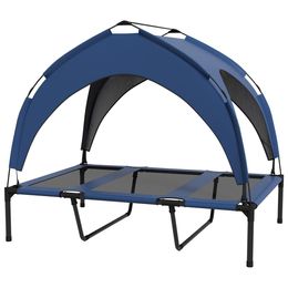 PawHut Erhöhtes Hundebett mit Baldachin Haustierbett Outdoor Hundeliege mit Dach