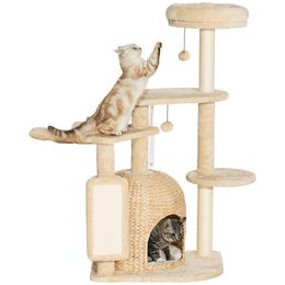 PawHut Kratzbaum 112 cm Katzenbaum mit Katzenhöhle, für Katzen bis 5 kg Beige