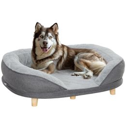 PawHut Hundesofa Hundecouch, Haustiersofa mit Rückenlehne Holzbeine, Grau