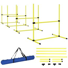 PawHut Agility Hürdenset Slalom Stangen Hunde Training Set 4 x Hürden Gelb