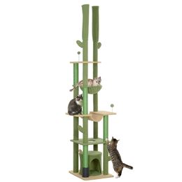 PawHut Kratzbaum Deckenhoch Katzenbaum 225-255cm Katzenkratzbaum mit Katzenhöhle