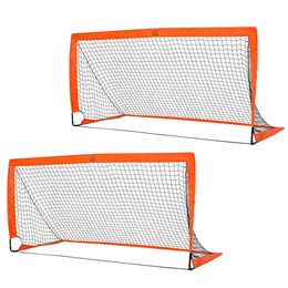 HOMCOM Fußballtore Fußballnetz 2er Set Minitore Faltbar Oxfordstoff Orange