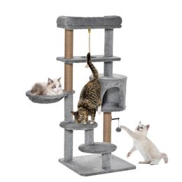 PawHut Katzen Kratzbaum 120 cm Katzenbaum mit Korb, Katzenhöhle, Spielball