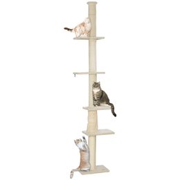 PawHut Kratzbaum Deckenhoch Katzenbaum 225-275cm Katzenkratzbaum mit Kippschutz