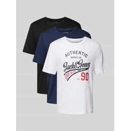 Jack & Jones T-Shirt mit Label-Print Modell 'ETHAN' im 3er-Pack