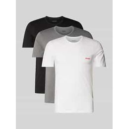 Hugo Regular Fit T-Shirt aus Viskose mit Label-Print im 3er-Pack