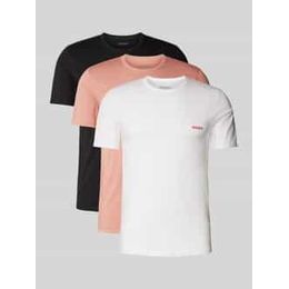 Hugo Regular Fit T-Shirt aus Viskose mit Label-Print im 3er-Pack