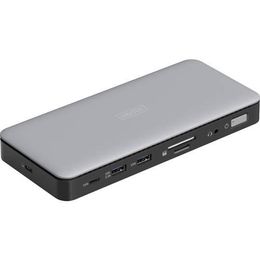 Digitus USB-C® Dockingstation DA-70917 inkl. Ladefunktion, integrierter Kartenleser, M.2 SSD Steckplatz, Unterstützt 8K@30 Hz (1x) / 4K@30Hz (2x)