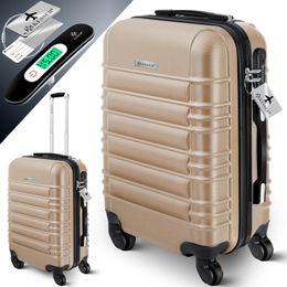 Kesser® Reisekoffer Hartschalen-Koffer Inkl. Kofferwaage + Gepäckanhänger Trolley Gepäck Rollkoffer Zahlenschloss 4 Rollen ABS-Hartschale Teleskopgriff