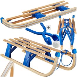 TecTake® Holzschlitten, klappbar, solide Stahlkufen, 37,5 x 109,5 x 31 cm, Belastbarkeit 60 kg