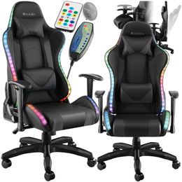 TecTake® Gamingstuhl, ergonomische Form, mit verstellbarer Rückenlehne, Kunstlederbezug, abnehmbarer Nacken- und Lendenkissen, dicke Polsterung, Belastbarkeit 120 kg