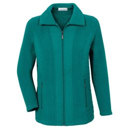 Fleecejacke Casual Looks, Damen, Gr. 42, blau (türkis), 100% Polyester, unifarben, figurumspielend, Langarm, Jacken