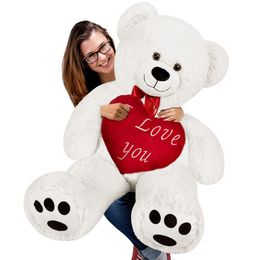 Casaria Deuba® Herzkissen "Ich liebe Dich" 26 cm + Teddy Weiß XL