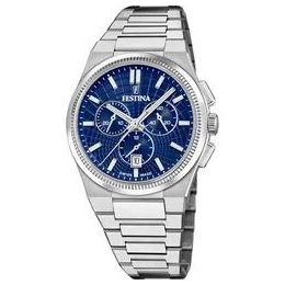 Mendler Festina Quarz Herren Swiss Made F20059/2 - blau,silber - 42.5mm