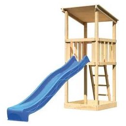 Spielturm Konifera "Anna", beige (natur, blau), Spieltürme, KinderB:107cm H:270cm T:107cm, Holz, BxTxH: 107x107x270 cm, B:107cm H:270cm T:107cm