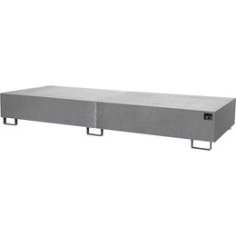 eurokraft pro Regal-Bodenwanne, 1000 l Auffangvolumen, LxBxH 3550 x 1300 x 355 mm, mit Gitterrost, feuerverzinkt