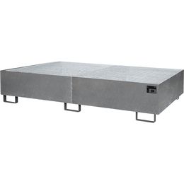 eurokraft pro Regal-Bodenwanne, 540 l Auffangvolumen, LxBxH 2650 x 1300 x 300 mm, mit Gitterrost, feuerverzinkt