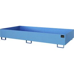 eurokraft pro Regal-Bodenwanne, 540 l Auffangvolumen, LxBxH 2650 x 1300 x 300 mm, ohne Gitterrost, lichtblau
