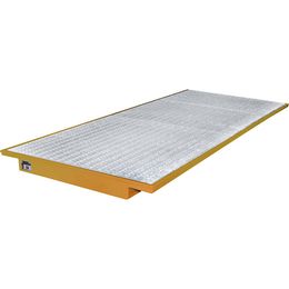 eurokraft pro Regal-Einhängewanne, mit verzinktem Gitterrost, LxB 3250 x 1250 mm, orange lackiert
