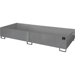 eurokraft pro Regal-Bodenwanne, 1000 l Auffangvolumen, LxBxH 3250 x 1300 x 380 mm, ohne Gitterrost, feuerverzinkt