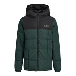 Jack & Jones Outdoorjacke JACK & JONES JUNIOR "JJBEN SQUARE HOOD JACKET JNR" Gr. 128, grün (magical forest), Jungen, Web, Obermaterial: 100% Polyester, bedruckt, Jacken