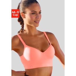 active by Lascana Sport-Push-up-BH LASCANA ACTIVE, Damen, Gr. 70, Cup B, orange (neon koralle), Microtouch, Obermaterial: 85% Polyamid, 15% Elasthan, sportlich, BHs, mit Bügel mit eingearbeiteten Kissen