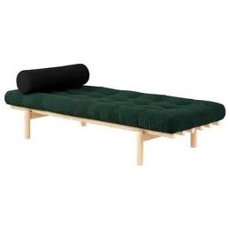 Daybed KARUP DESIGN "Next", grün (seetang, klarlackiert kieferholz), B:75cm H:37cm L:200cm, Daybetten, aus massiven Kiefernholz, inkl. Futonmatratze und Kissen