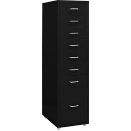 vidaXL - Aktenschrank mit Rollen Schwarz 28x41x109 cm Metall