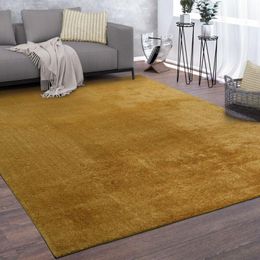 Teppich Wohnzimmer Kurzflor Waschbar Einfarbiger Moderner Stil Weich Gelb 100x200 cm - Paco Home