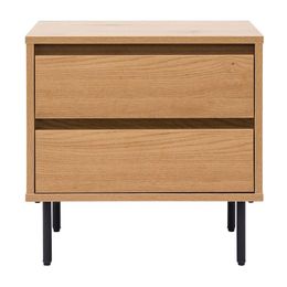 Miliboo Nachttisch mit hellem Holzfinish in Eiche 2 Schubladen L50 cm aragon - Eiche hell