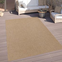 Outdoor Teppich Wetterfest Balkon Küche Einfarbiges Design Geometrisch 160x220 cm, Beige - Paco Home