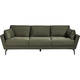 Beliani Sofa Dunkelgrün aus Stoff 4-Sitzer Schwarze Metallbeine Minimalistischer Stil Modernes Design Polstersofa Stoffsofa Couch Wohnzimmermöbel