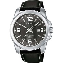 Quarzuhr CASIO TIMELESS COLLECTION "MTP-1314PL-8AVEF", schwarz, Armbanduhren, Herren, Armbanduhr, Herrenuhr, analog, Datum, Armband aus Leder