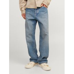 Jack & Jones Relax-fit-Jeans JACK & JONES "JJIALEX JJORIGINAL NOOS" Gr. 30, Länge 34, blau (blau denim), Herren, Denim/Jeans, Obermaterial: 100% Baumwolle, Abriebeffekte, Jeans