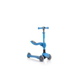 Byox Kinderroller Kiki 2 in 1, Höhe einstellbar, 4 blinkende PU-Räder, klappbar blau