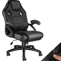 TecTake® Bürostuhl, ergonomische Form, Kunstlederbezug mit Mesh-Gewebe, stufenlos höhenverstellbar