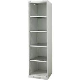 Schäfer Shop Schäfer Shop Genius Regalschrank FS, Stahl, mit Belüftungslöchern, B 545 x T 620 x H 1950 mm, 5 OH, Lichtgrau, bis 250 kg