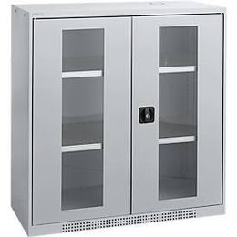 Schäfer Shop Schäfer Shop Genius Sichttürschrank FS, 3 OH, abschließbar, 2 Fachböden, bis 450 kg, B 1055 mm, Stahl, weißaluminium RAL 9006/weißaluminium RAL 9006