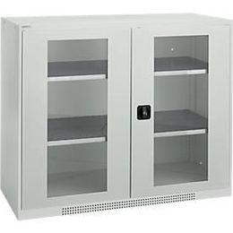 Schäfer Shop Schäfer Shop Genius Sichttürschrank FS, 3 OH, abschließbar, 2 Fachböden, bis 450 kg, B 1343 mm, Stahl, lichtgrau RAL 7035/lichtgrau RAL 7035