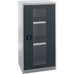 Schäfer Shop Schäfer Shop Genius Sichttürschrank FS, 3 OH, abschließbar, 2 Fachböden, bis 250 kg, B 545 mm, Stahl, weißaluminium RAL 9006/anthrazitgrau RAL 7016