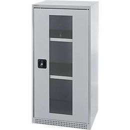 Schäfer Shop Schäfer Shop Genius Sichttürschrank FS, 3 OH, abschließbar, 2 Fachböden, bis 250 kg, B 545 mm, Stahl, weißaluminium RAL 9006/weißaluminium RAL 9006